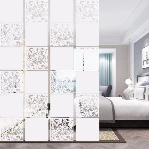 Modern Beyaz Desenli 16 Parçalı PVC Dekoratif Paravan